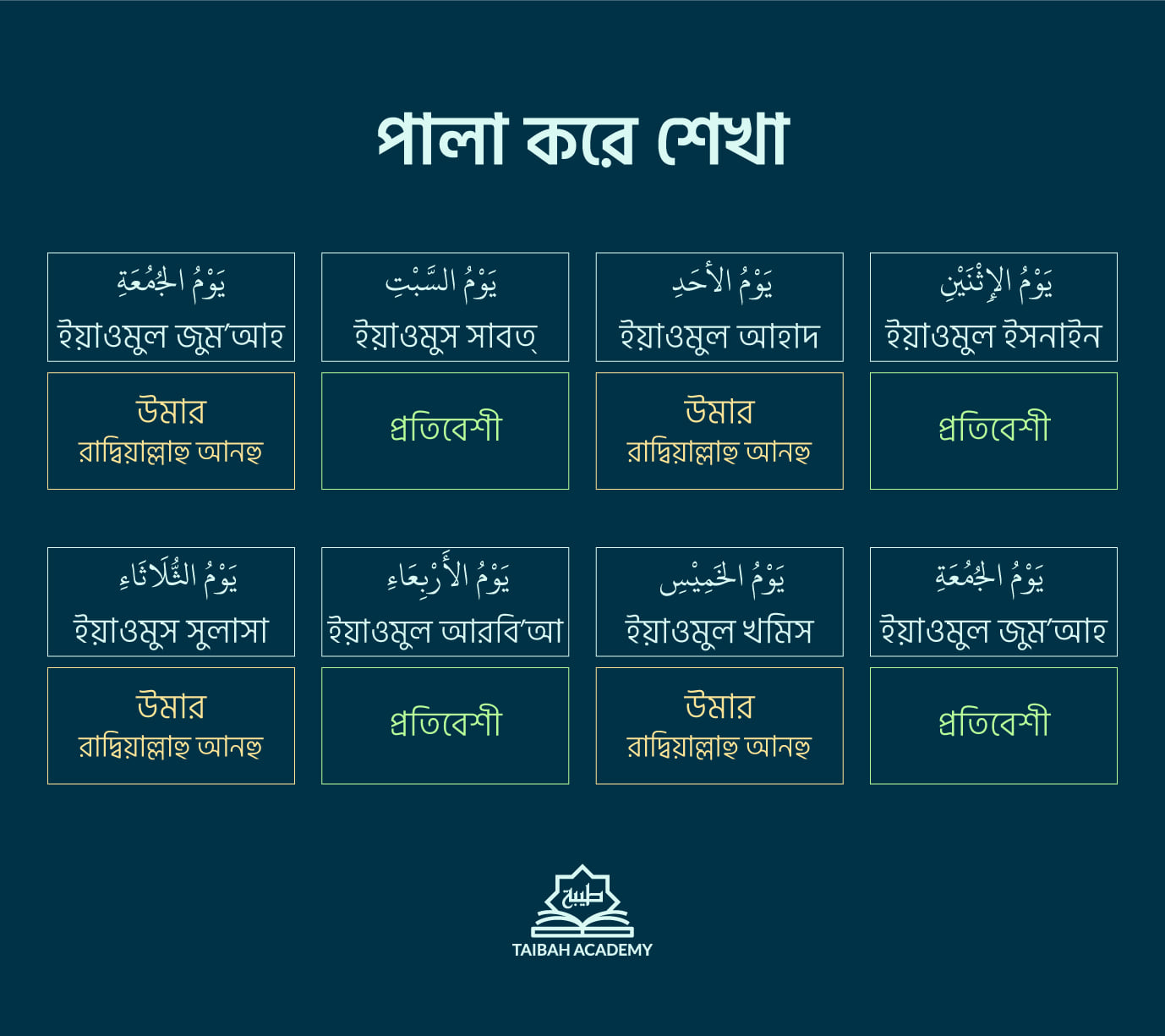 পালা করে শেখা – Taibah Academy